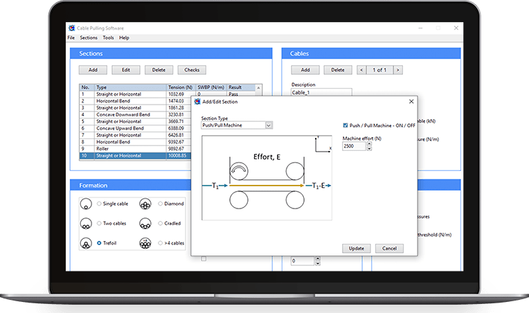 Cable Pulling Tension & Sidewall Pressure Calculations | ELEK Software