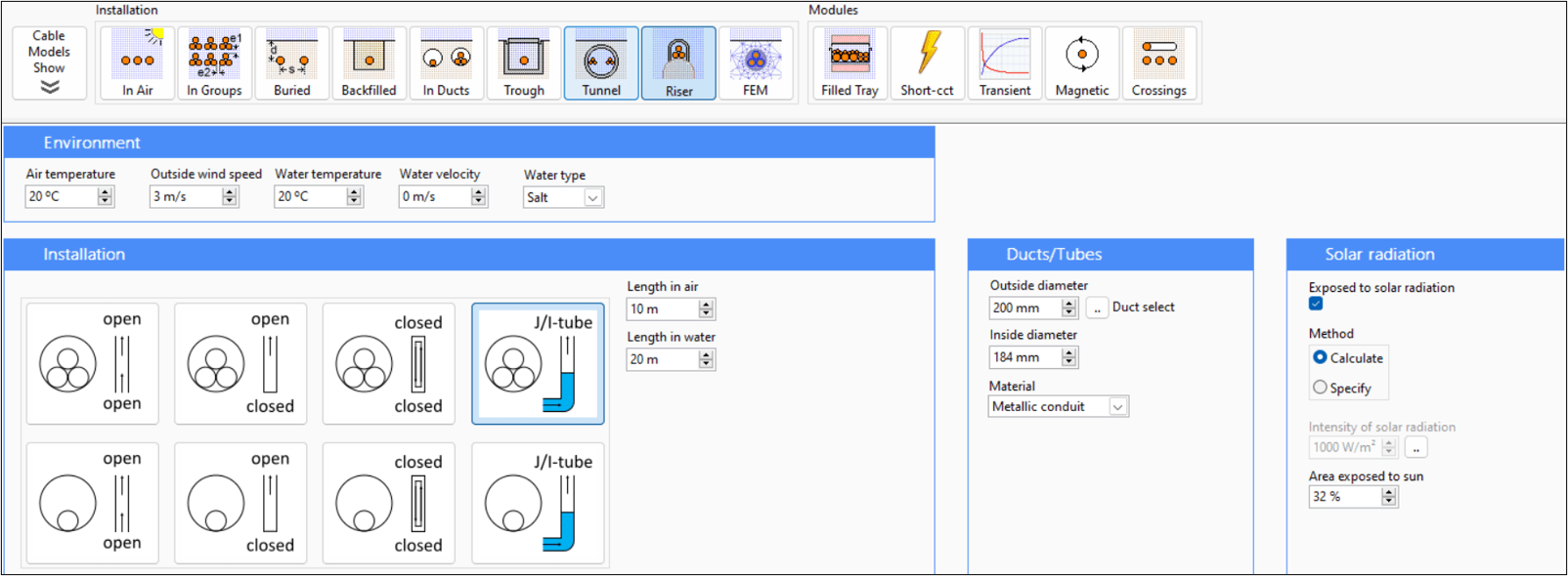 Cable Current Rating in J-Tubes for Offshore Windfarms - ELEK Software