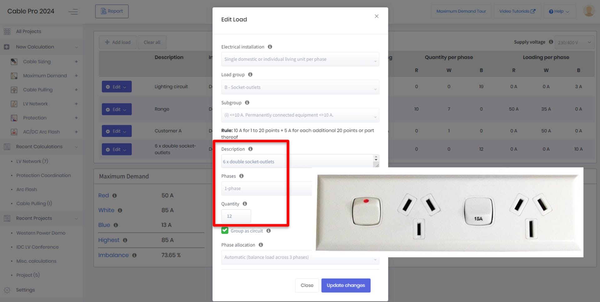 Maximum Demand Tables - ELEK Software